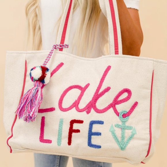 Katydid | Bags | Katydid Lake Life Canvas Woven Tote Bag Wtassel | Poshmark